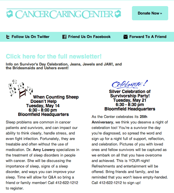 Cancer Caring Center Newsletter Now Online - Pittsburgh Healthcare Report